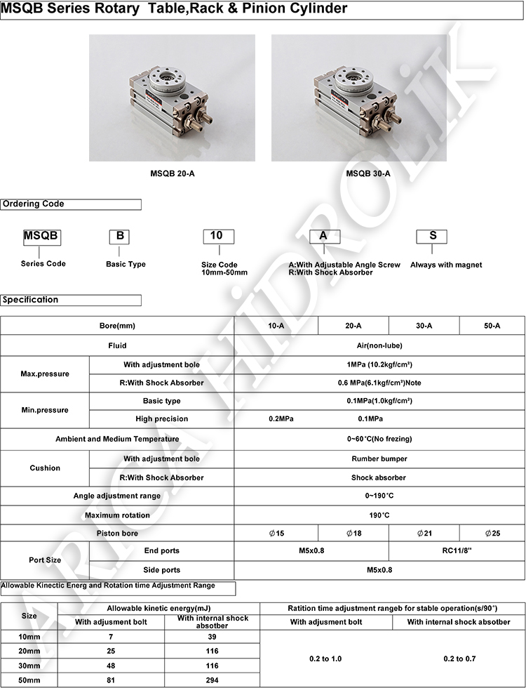 MSQB-50-A | EXPFLEX | ARICA HİDROLİK PNÖMATİK REKOR SAN. TIC. LTD.ŞTİ